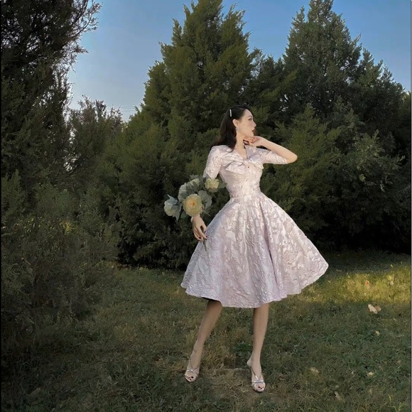 Dresses | Le Palais Vintage French Fairy Style Relief Pink Rose Swing ...